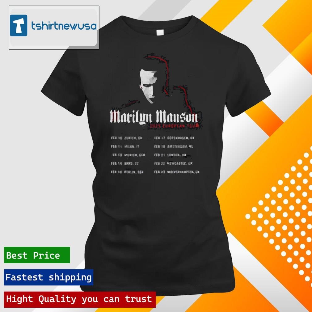 Original Marilyn Manson 2025 European Tour Hoodie Tee T shirts, hoodie ...