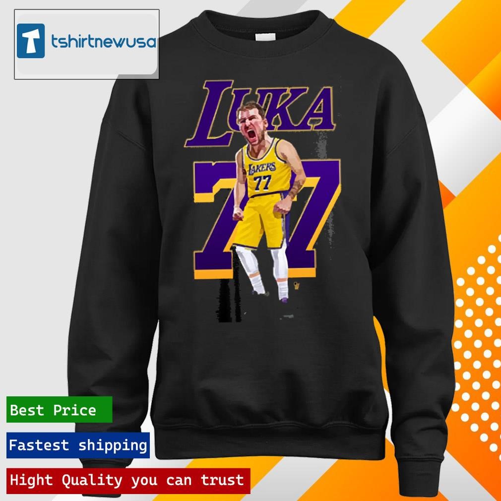 Top La Lakers 77 Luka Doncic Stacked Logo 2025 Shirts, hoodie and long ...